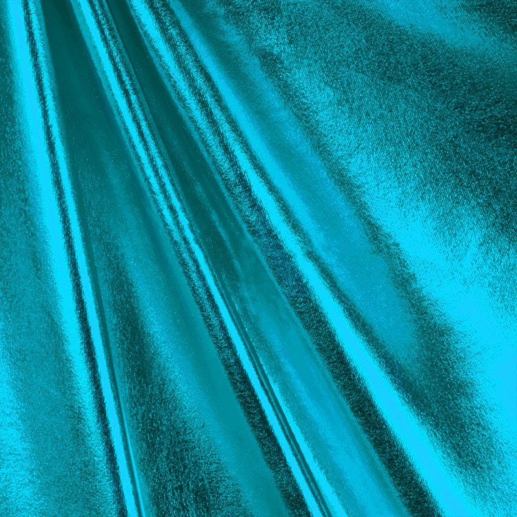 Finley TURQUOISE 4-Way Stretch Metallic Foil Fabric by the | Etsy