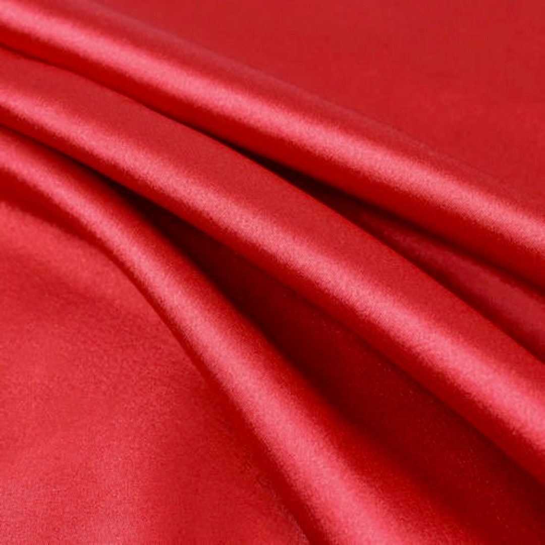 Payton RED Faux Silk Minimal Stretch Charmeuse Satin Fabric by the Yard ...
