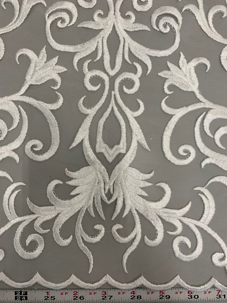 Haley WHITE Floral Swirl Embroidery on Mesh Royalty Lace - Etsy