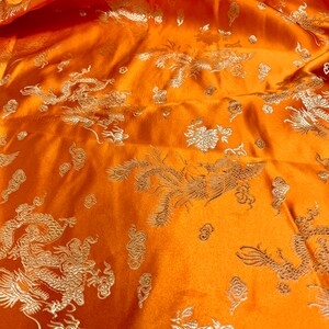 Arisa ORANGE Dragon Brocade Chinese Satin Fabric for Cheongsam/qipao ...