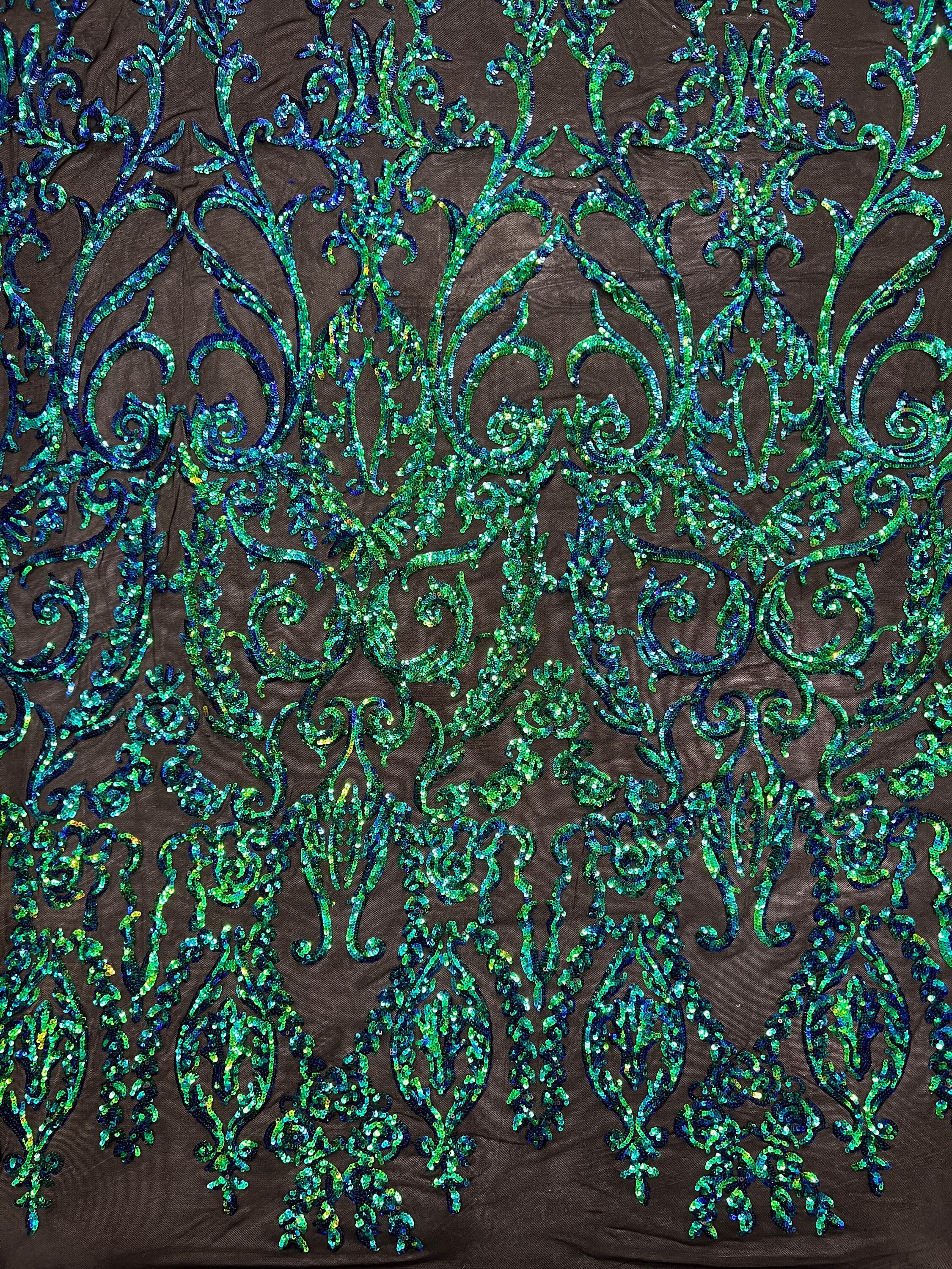 Esmeralda IRIDESCENT GREEN BLUE Mermaid Sequins on Mesh Lace Fabric by ...