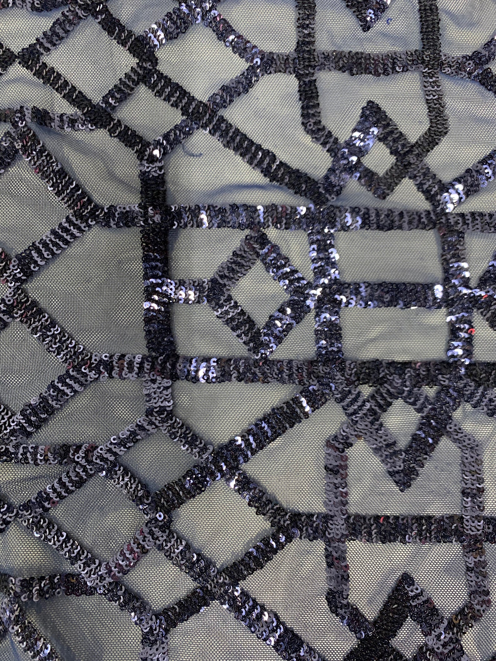 Meredith NAVY BLUE Trellis Pattern Sequins on Mesh Lace Fabric - Etsy