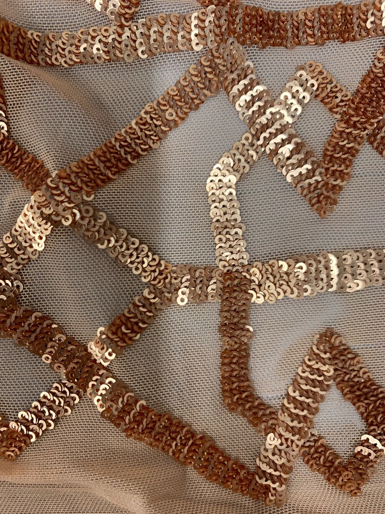 Meredith GOLD Trellis Pattern Sequins on Mesh Lace Fabric by - Etsy
