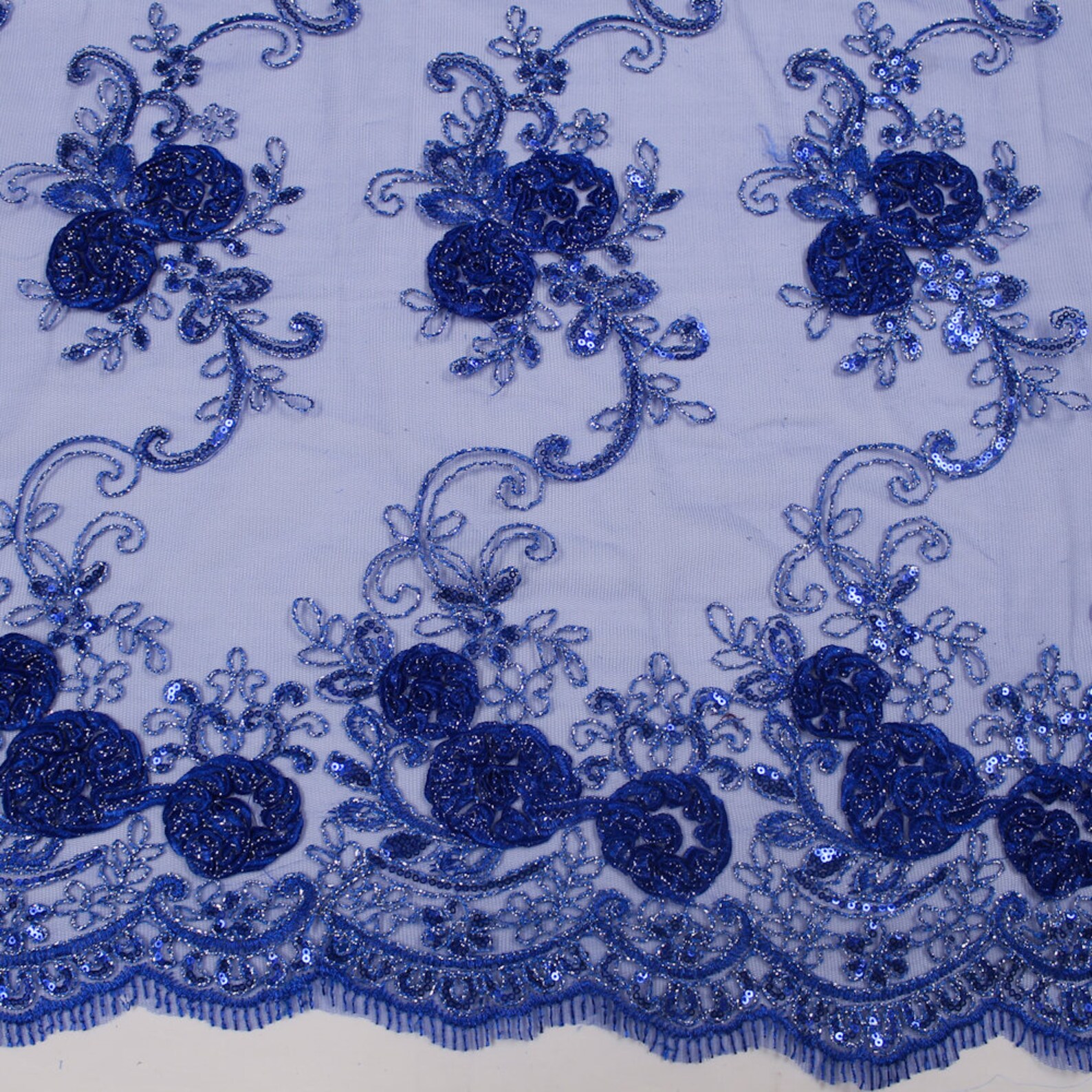 Ryleigh ROYAL BLUE 3D Floral Embroidery With Foil & Sequins on | Etsy