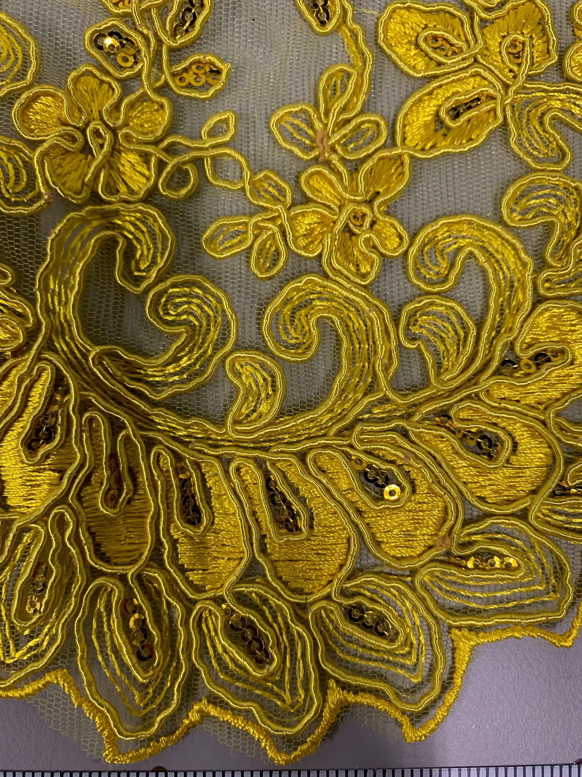 Melody BRIGHT YELLOW Polyester Floral Embroidery With Sequins - Etsy