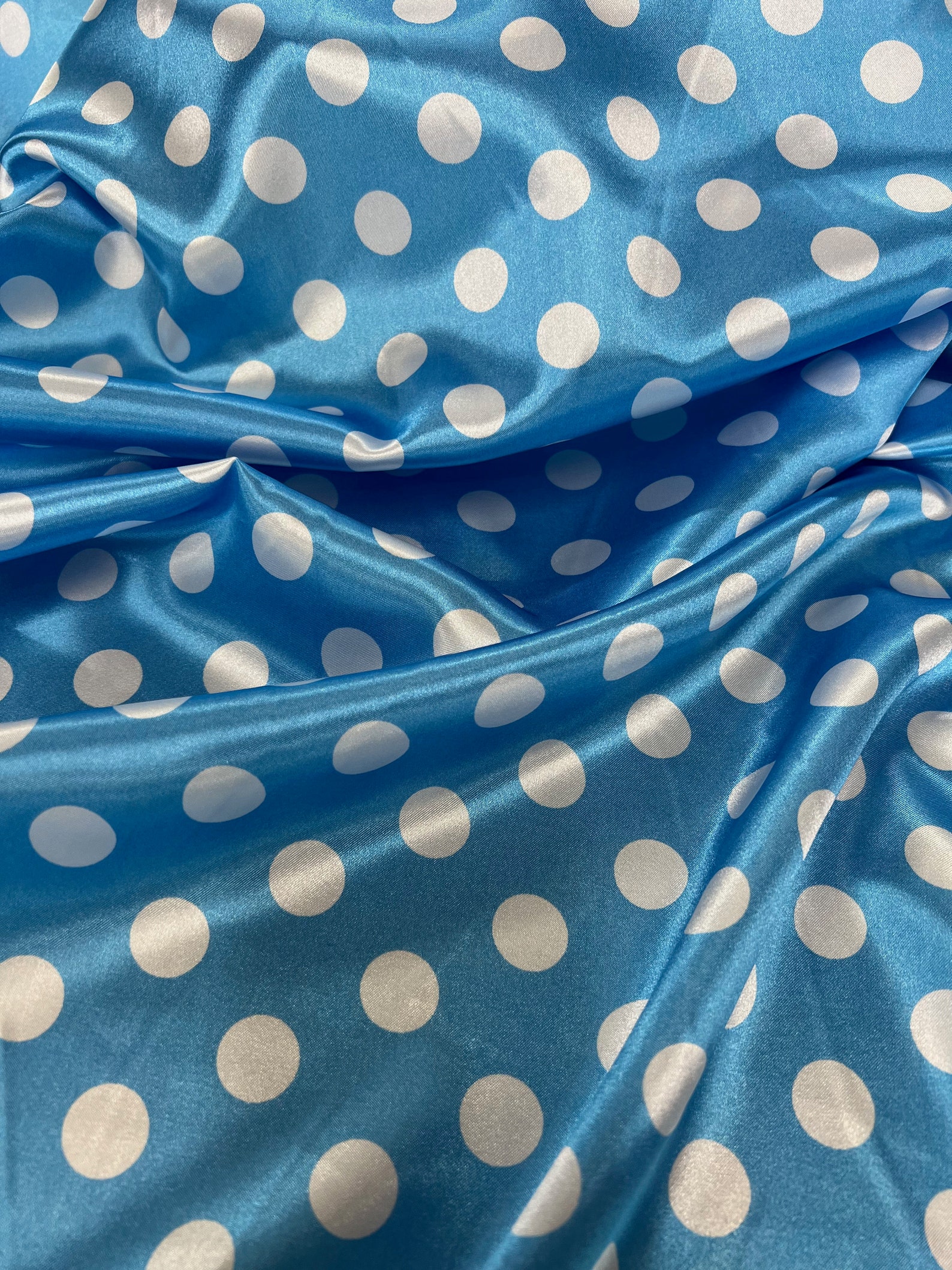 Shelby 0.75 WHITE Polka Dots on TURQUOISE Polyester - Etsy