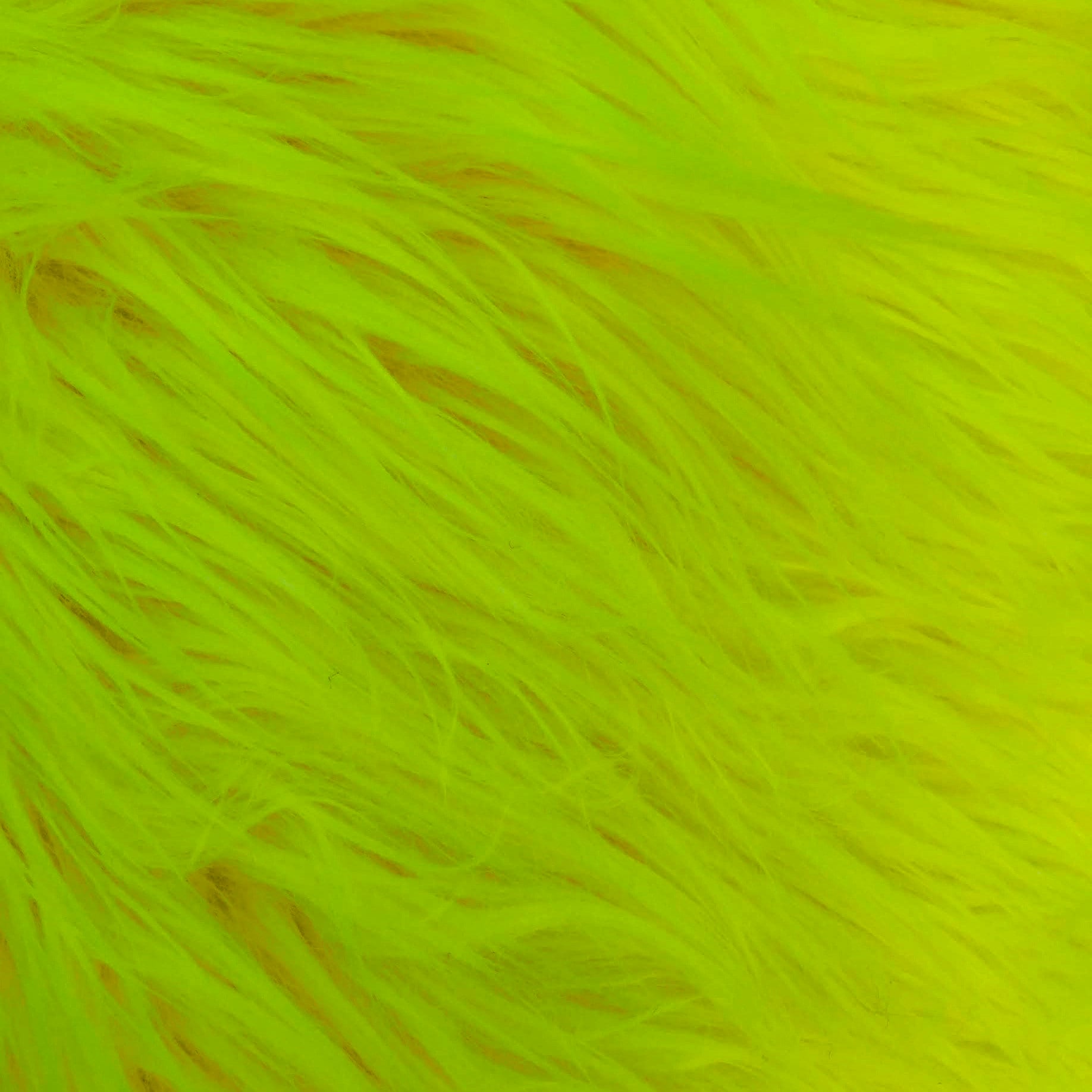 Eden NEON YELLOW GREEN Shaggy Long Pile Soft Faux Fur Fabric for ...