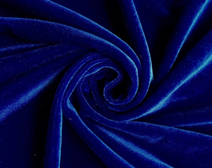 Luxurious Solid Blue 100% Cotton Velvet Velour Fabric for Upholstery ...