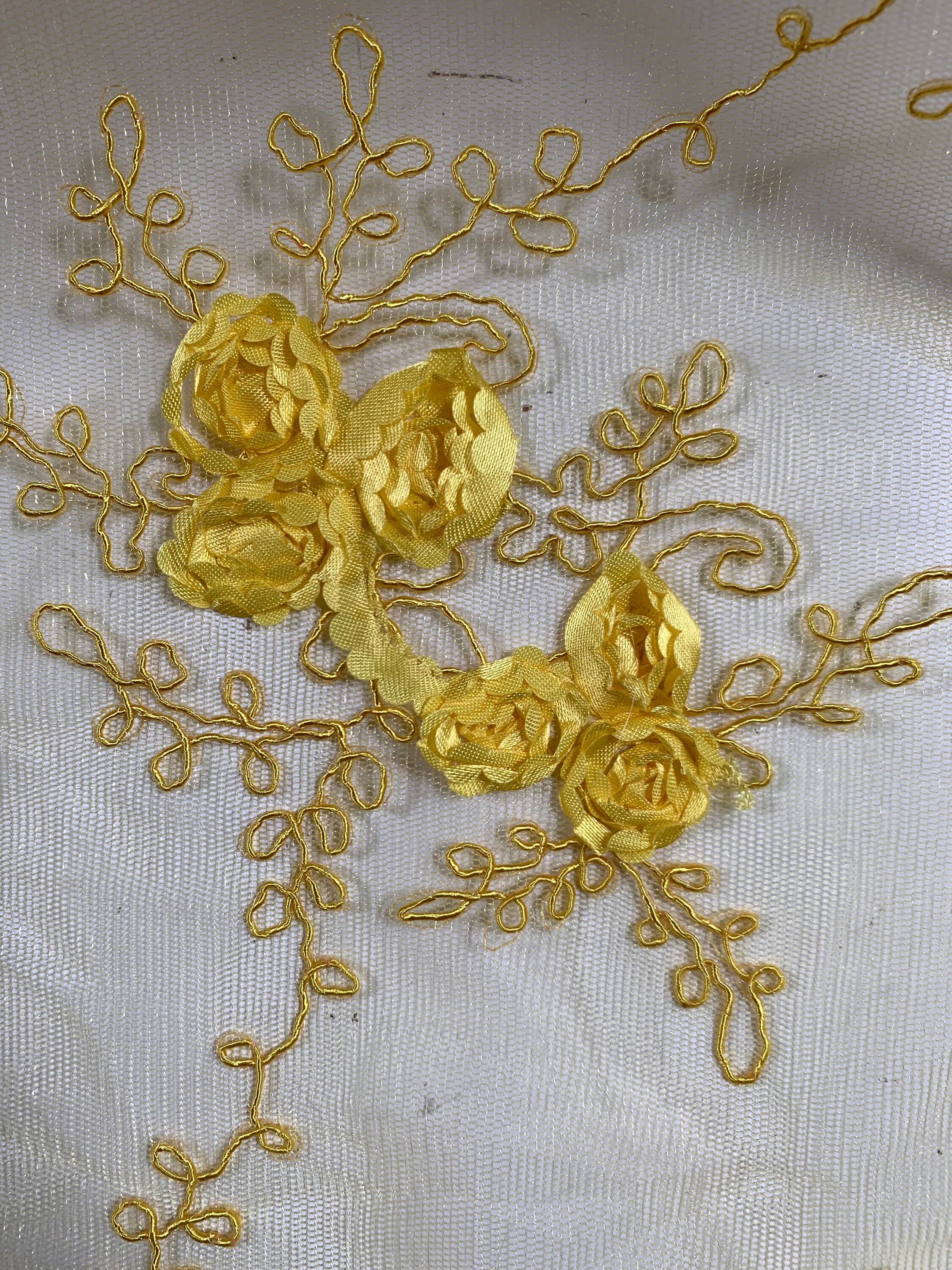 Andrea YELLOW 3D Floral Matte Corded Embroidery on Mesh Lace - Etsy