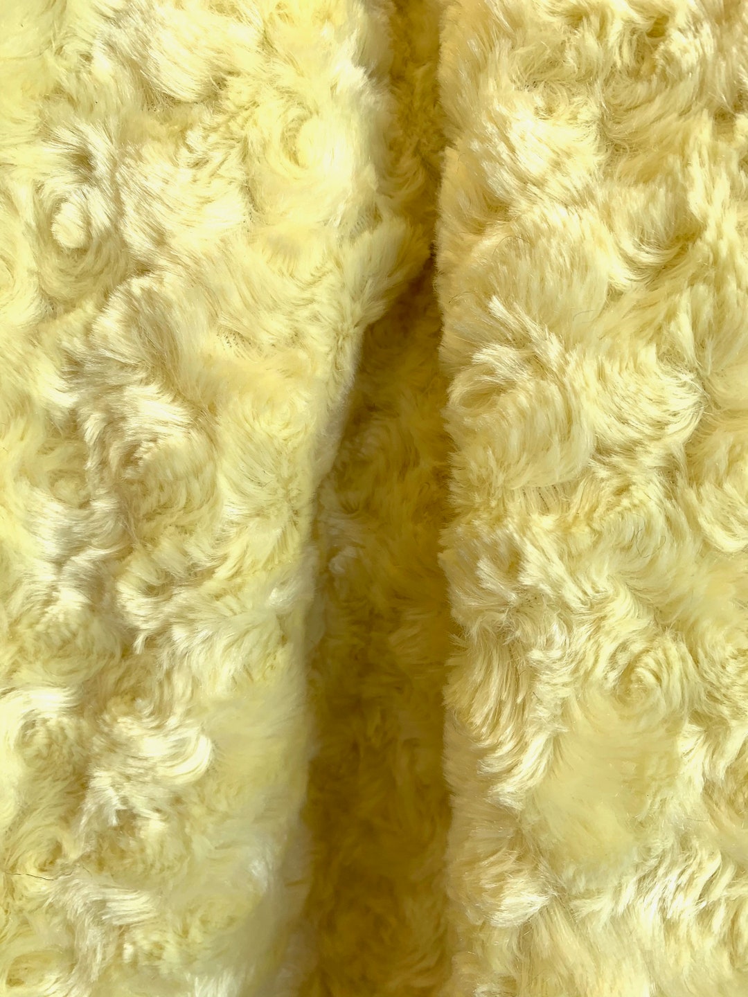 Ruth LIGHT YELLOW Cuddle Minky Rosette Soft Faux Fur Fabric by the Yard ...