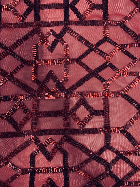 Meredith BURGUNDY Trellis Pattern Sequins on Mesh Lace Fabric | Etsy