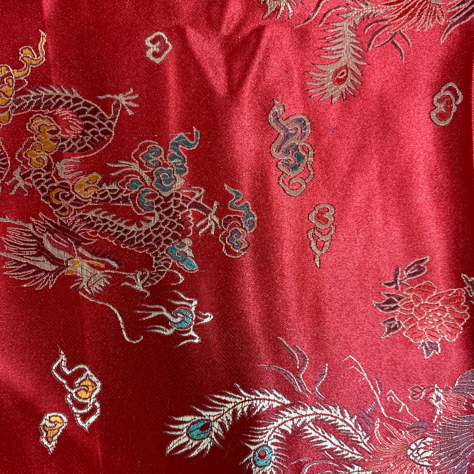 Hope DARK RED Dragon Brocade Chinese Satin Fabric by the Yard - 10040 ...