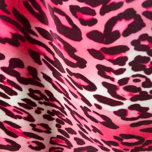 Dana PINK LIGHT PINK Leopard Pattern Polyester Stretch Velvet Fabric ...