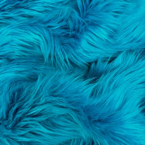 Sasha TURQUOISE Shaggy Long Pile Soft Faux Fur Fabric for Fursuit ...