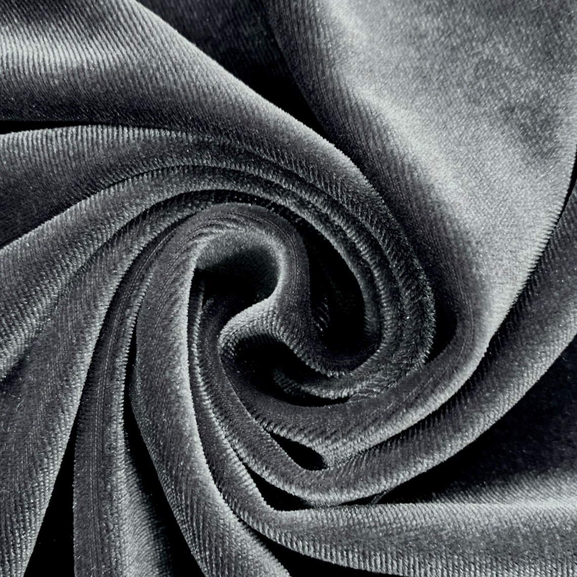 Princess DARK GREY Polyester Spandex Stretch Velvet Fabric by - Etsy