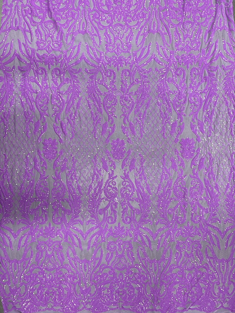 Phoebe LAVENDER Sequins on Mesh Lace Fabric by the Yard - 10062 - Etsy
