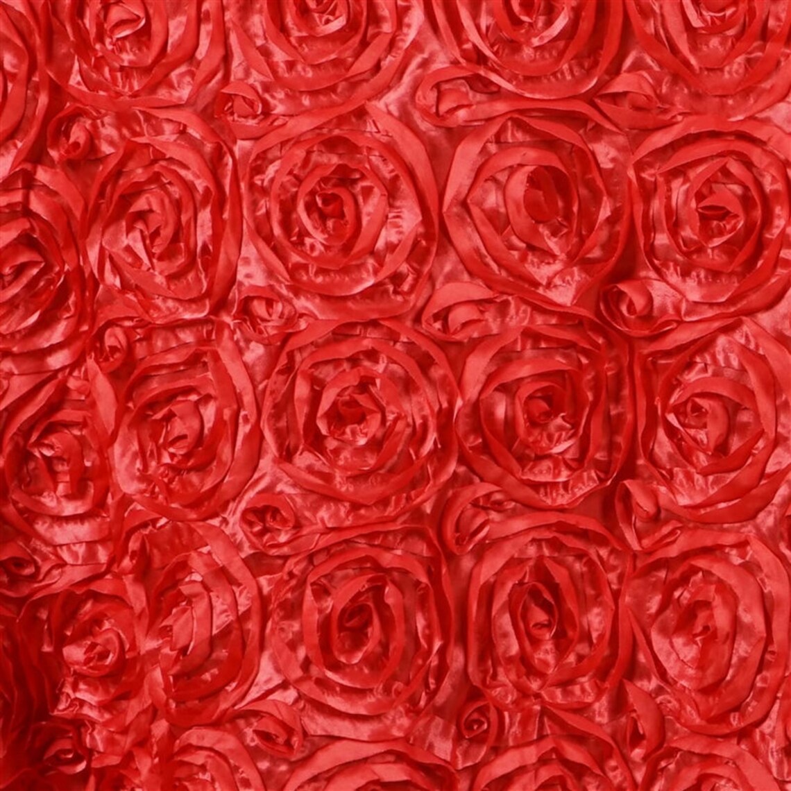 Paige RED 3D Floral Polyester Satin Rosette Fabric by the Yard | Etsy
