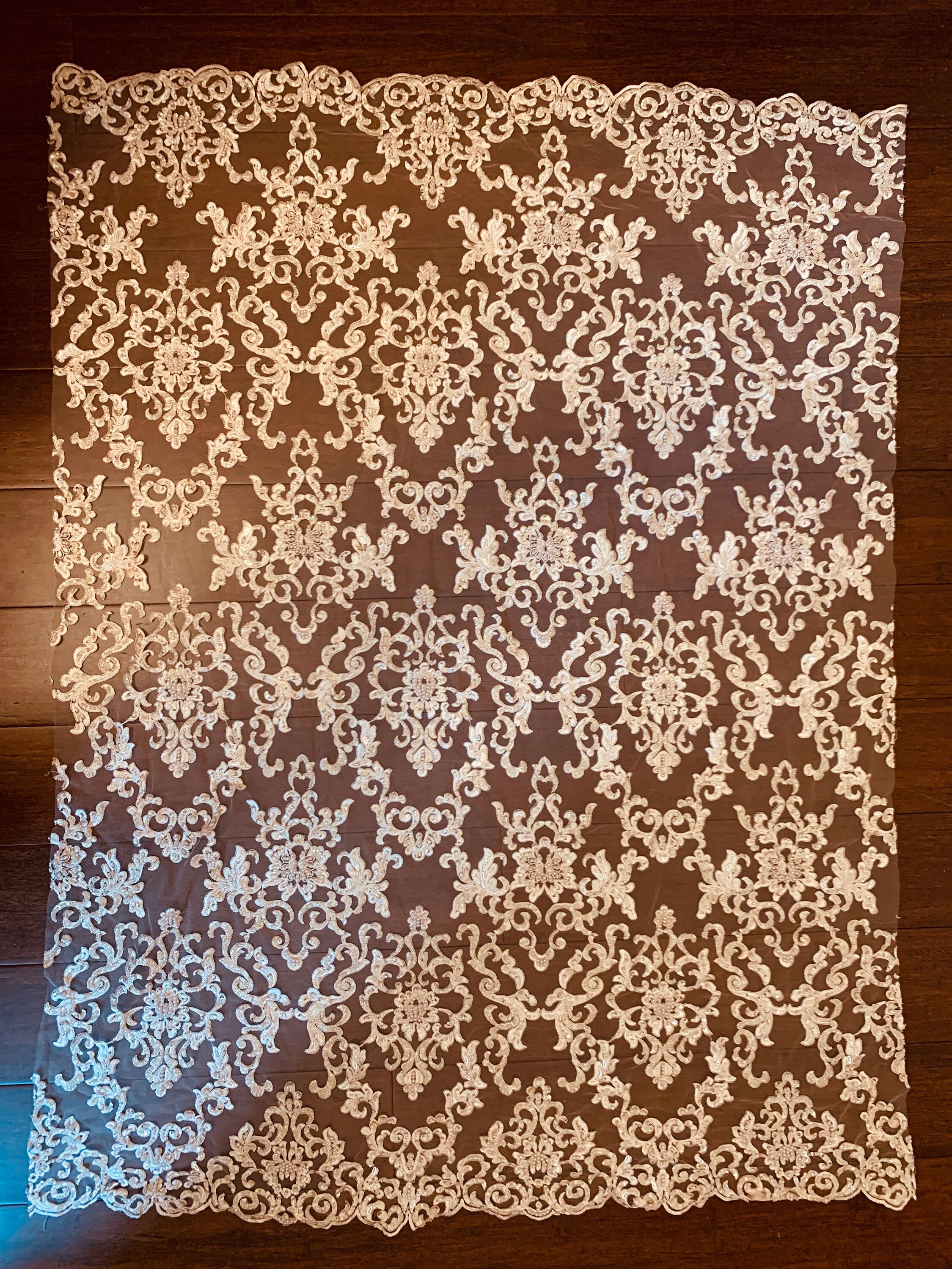 Helena BLUSH Embroidered Damask Pattern With Faux Pearls and - Etsy