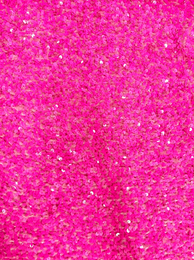 Stephanie HOT PINK Sequins on PINK Stretch Velvet Fabric by the Yard ...
