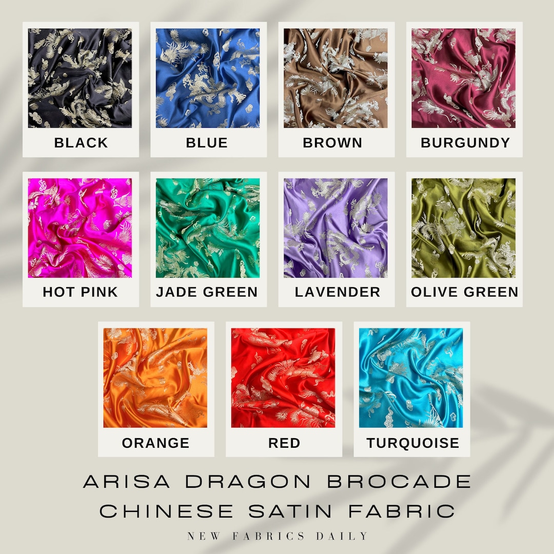 Arisa Gold Dragon Brocade Chinese Satin Fabric for Cheongsam/qipao ...