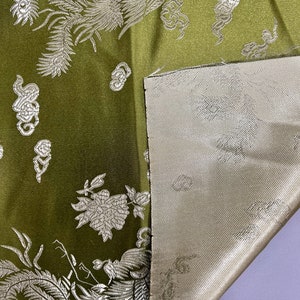 Arisa OLIVE Gold Dragon Brocade Chinese Satin Fabric for Cheongsam ...