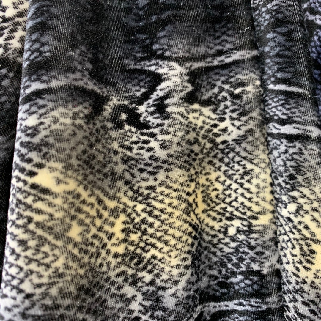 Colette GREY BLACK Snake Skin Pattern Polyester Stretch Velvet Fabric ...