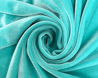 Solid Color Stretch Velvet Fabric turquoise 4 Way - Etsy