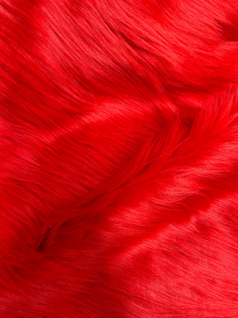 Eden RED Shaggy Long Pile Soft Faux Fur Fabric for Fursuit, Cosplay ...