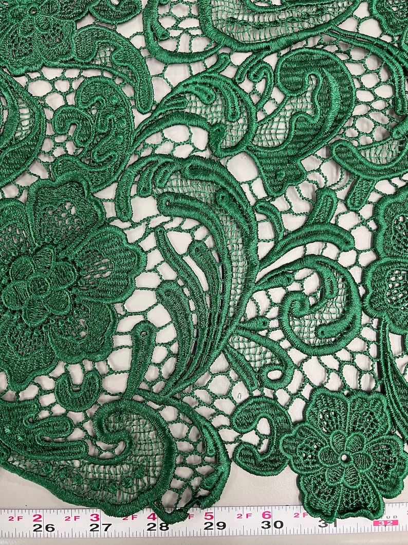 Maggie HUNTER GREEN Guipure Venice Medium Weight Lace Fabric by the ...