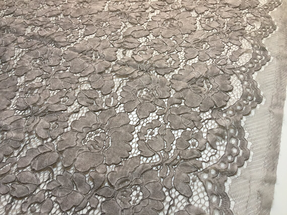 Summer LIGHT GREY Floral Pattern Double Dyed Flat Lace on Mesh - Etsy