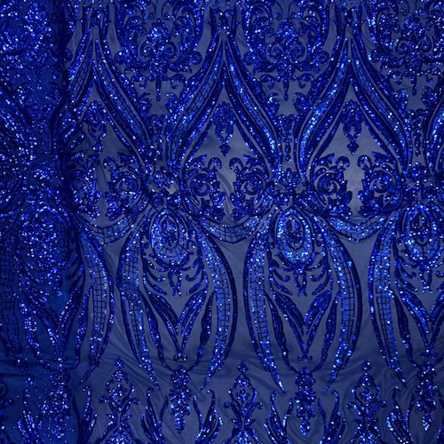 Alaina NAVY BLUE Curlicue Sequins on Mesh Lace Fabric by the - Etsy