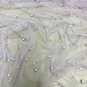 Queenie LAVENDER Faux Pearls on Soft Mesh Lace Fabric for Gowns ...