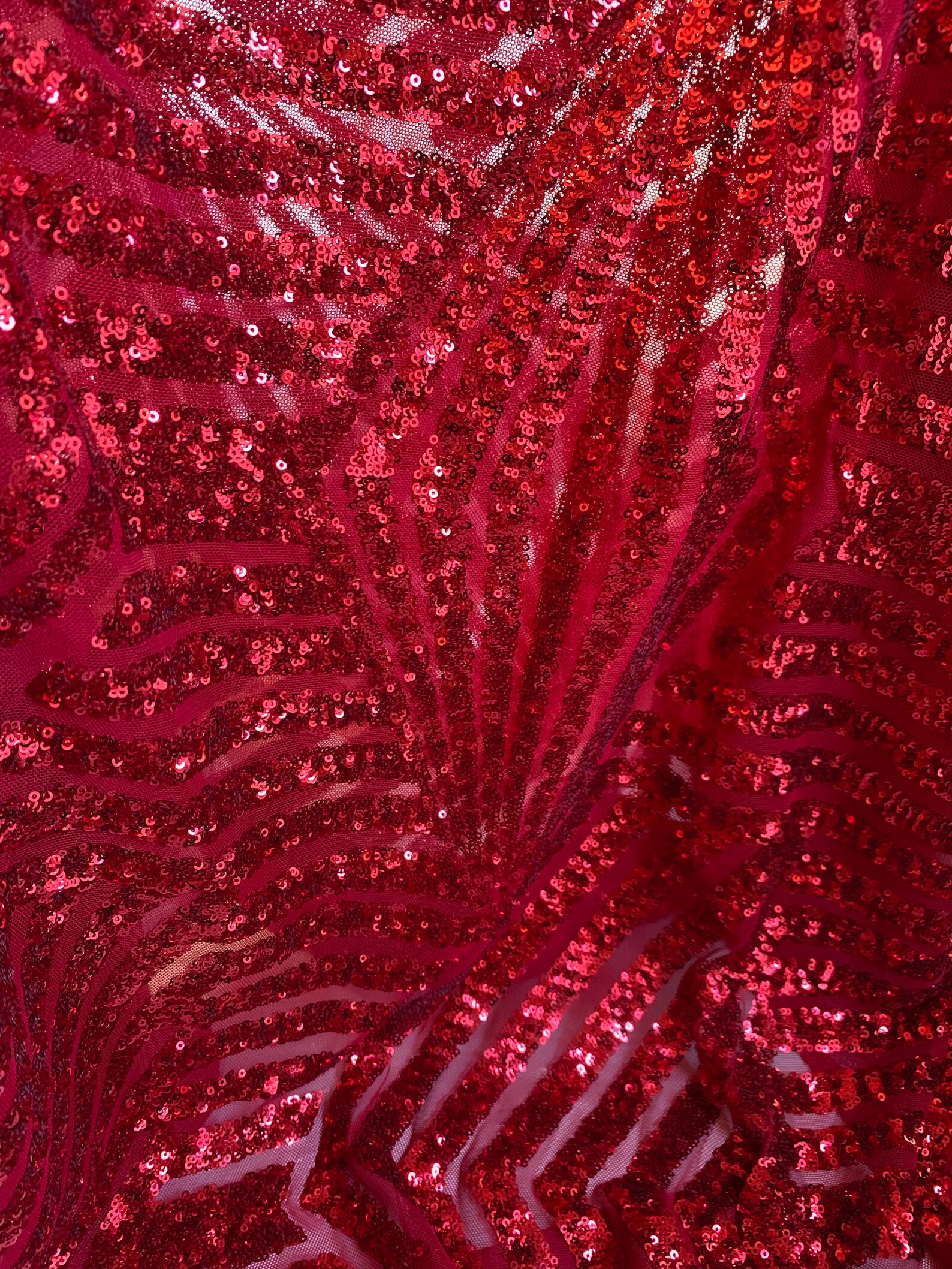 Thea RED Geometric Sequins Diamond & Stripes on Mesh Lace | Etsy