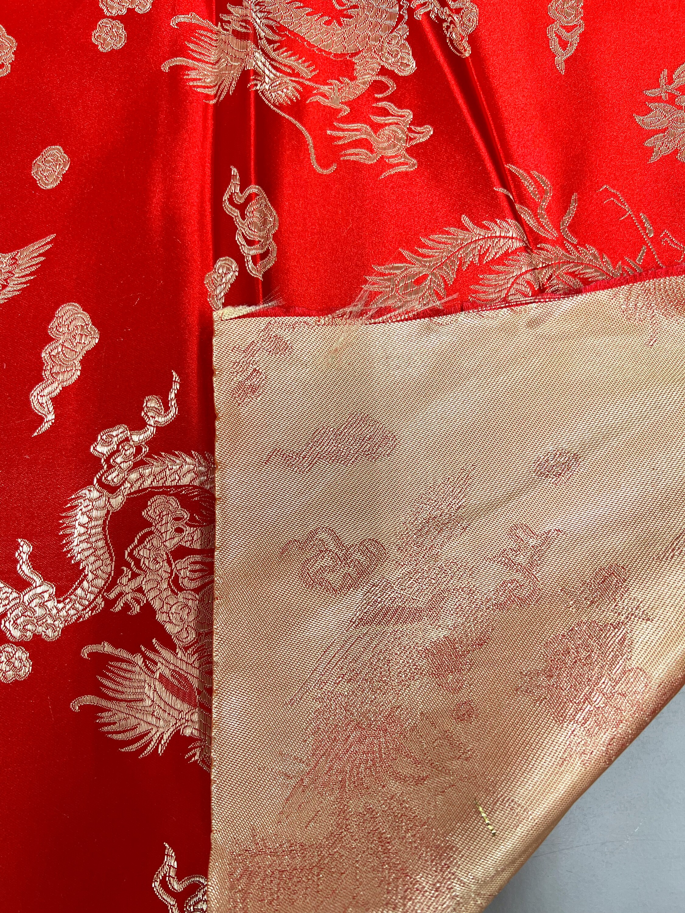 Arisa RED Gold Dragon Brocade Chinese Satin Fabric for Cheongsam/qipao ...