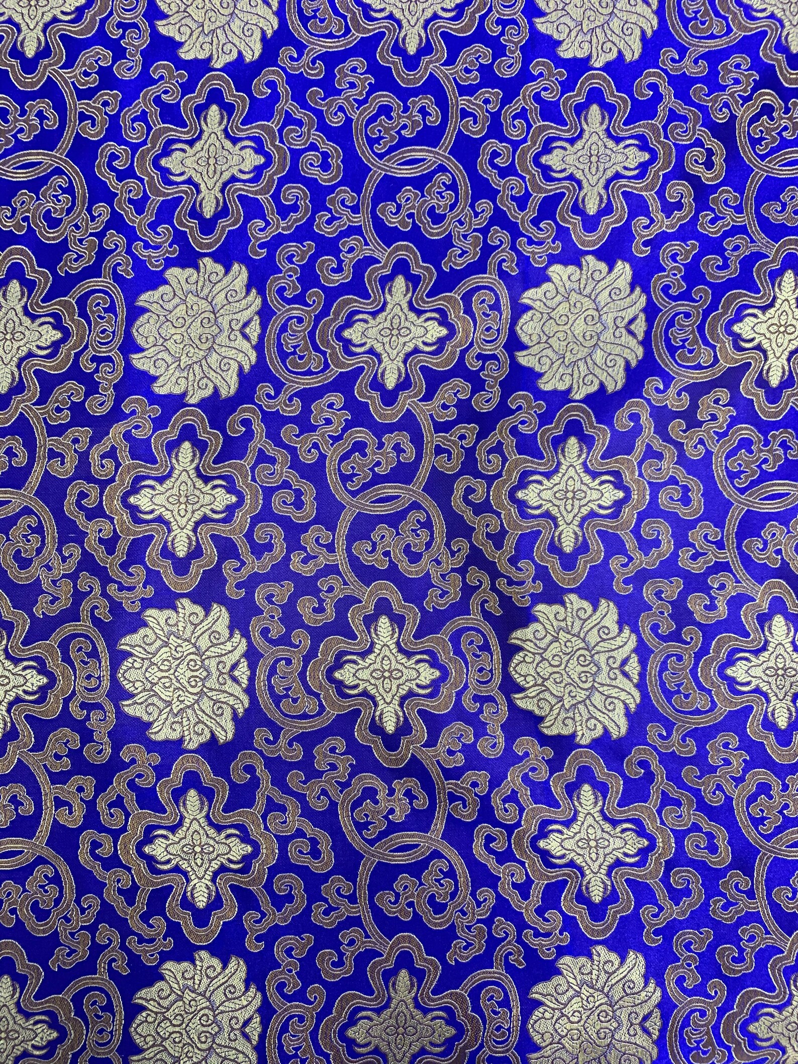 Adelaide ROYAL BLUE GOLD Chinese Brocade Satin Fabric by the - Etsy