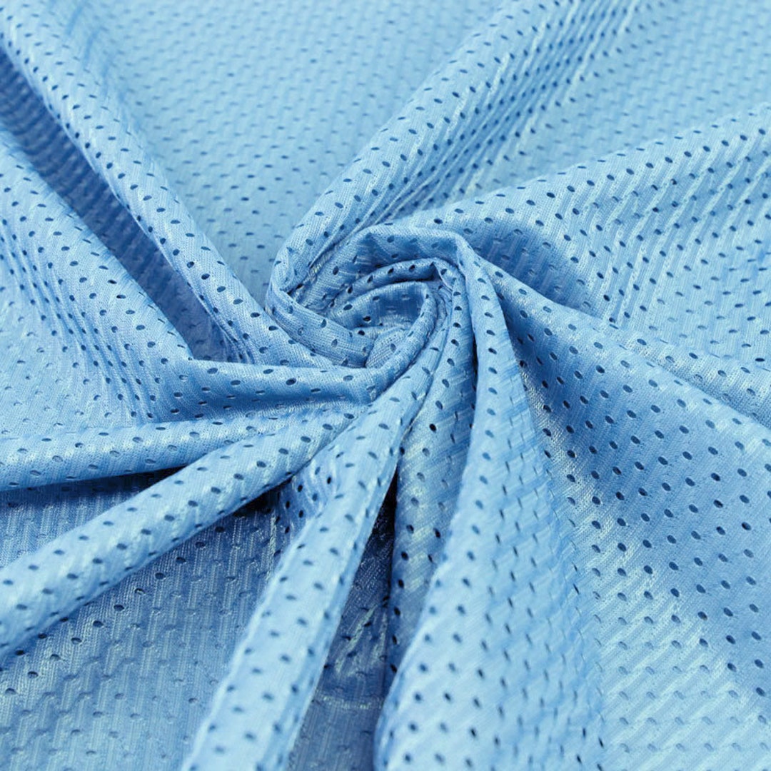 Sawyer SKY BLUE Polyester Football Sports Mesh Knit Fabric by the Yard ...