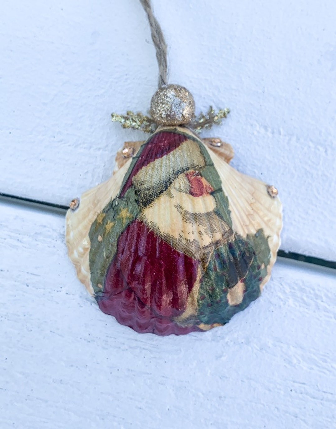 Decoupage Double-sided Cockle Shell Christmas Ornament - Etsy New Zealand