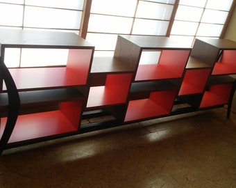 Rolling Coffee Table / Media Console with Storage | Etsy