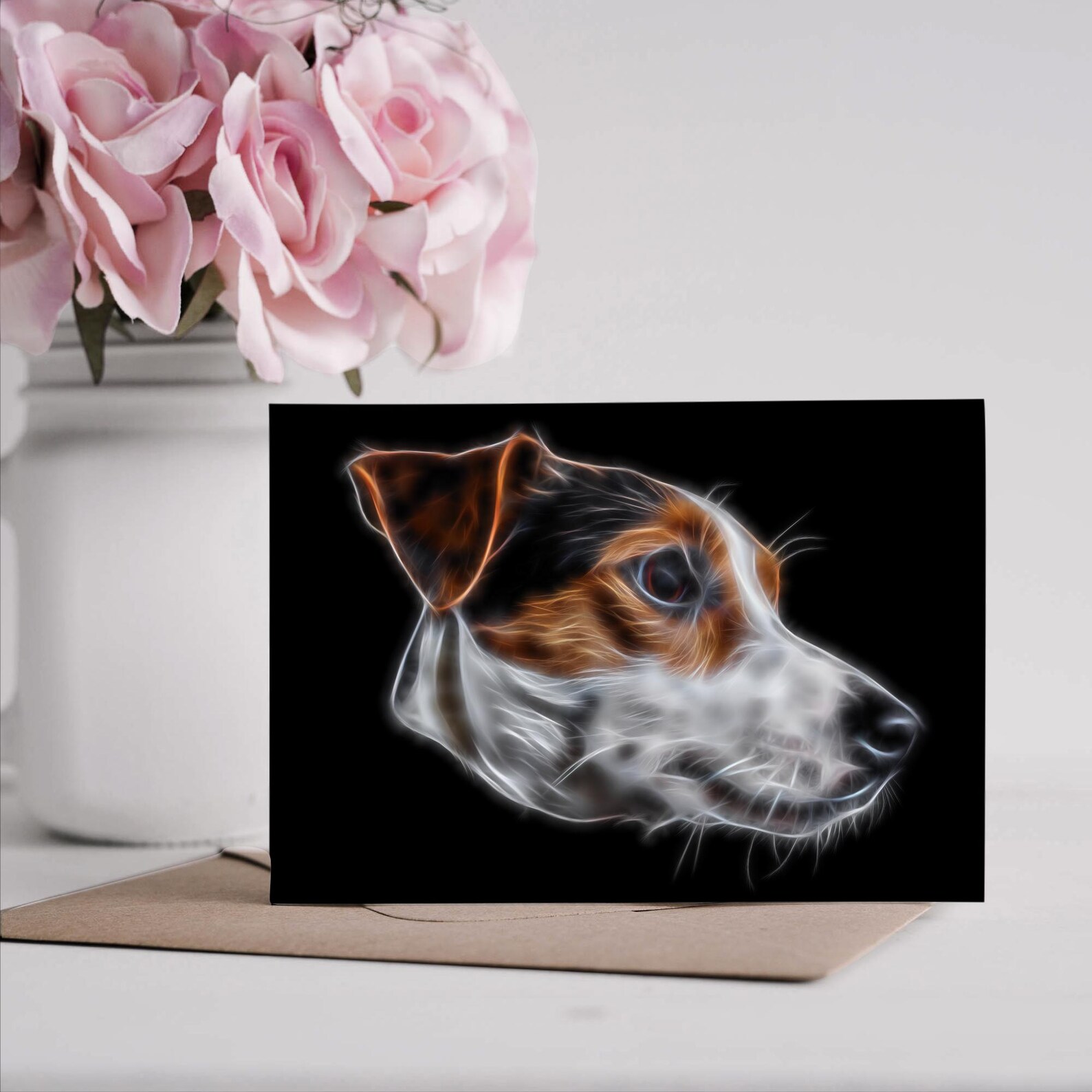 Jack Russell Greeting Card With Stunning Fractal Art Design. Blank ...