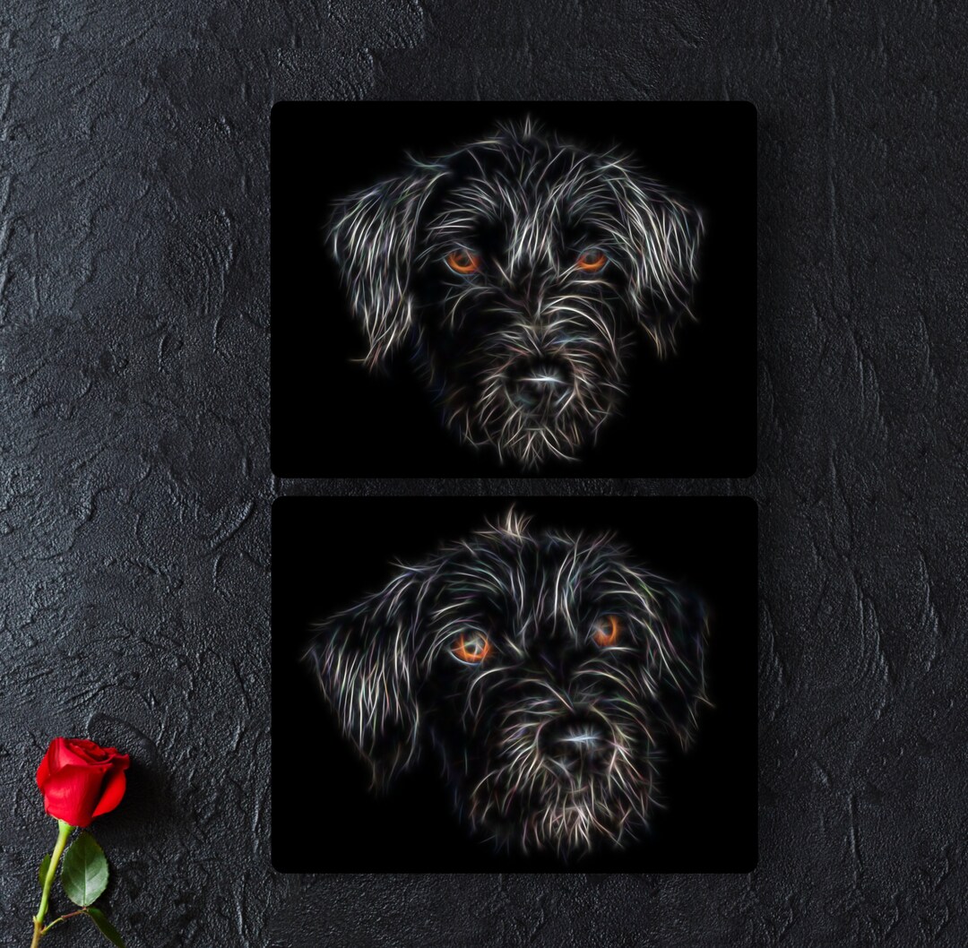 Black Jackapoo Dog Metal Wall Plaque With Fractal Art Design. - Etsy
