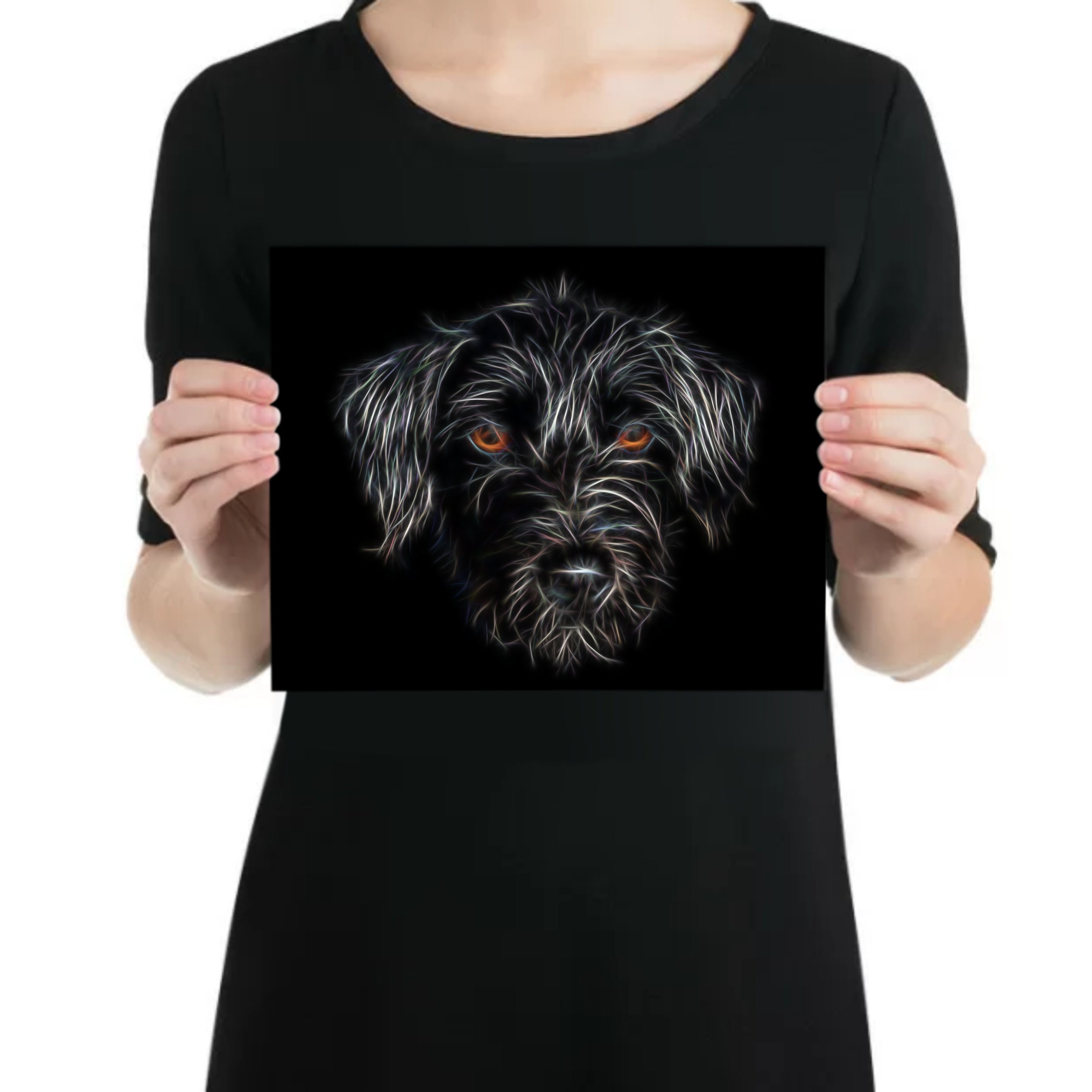 Black Jackapoo Print with Stunning Fractal Art Design. Various - Etsy 日本