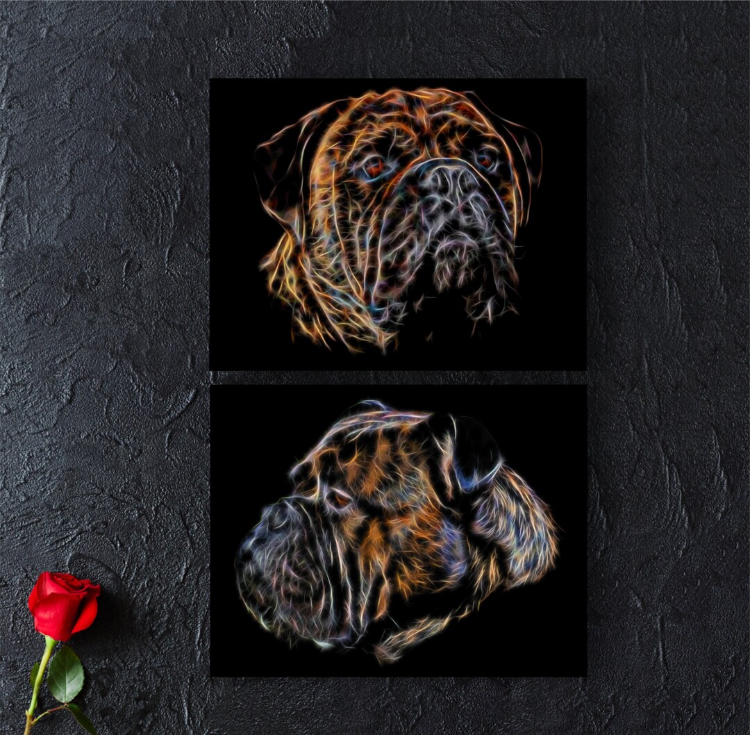 Brindle Bullmastiff Print With Stunning Fractal Art Design. Various ...
