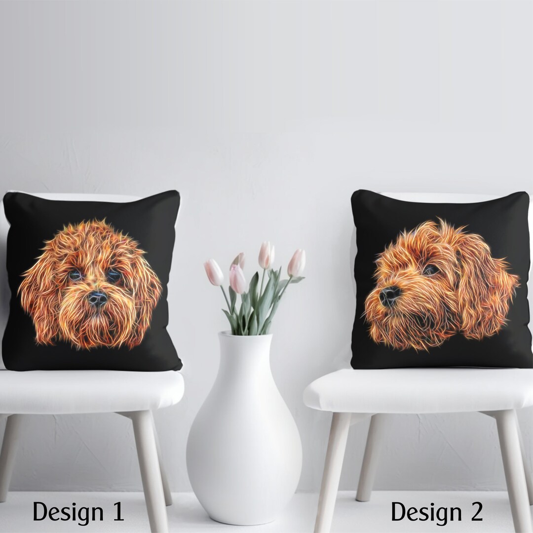 Red Cavapoo Cushion and Insert With Stunning Fractal Art Design - Etsy
