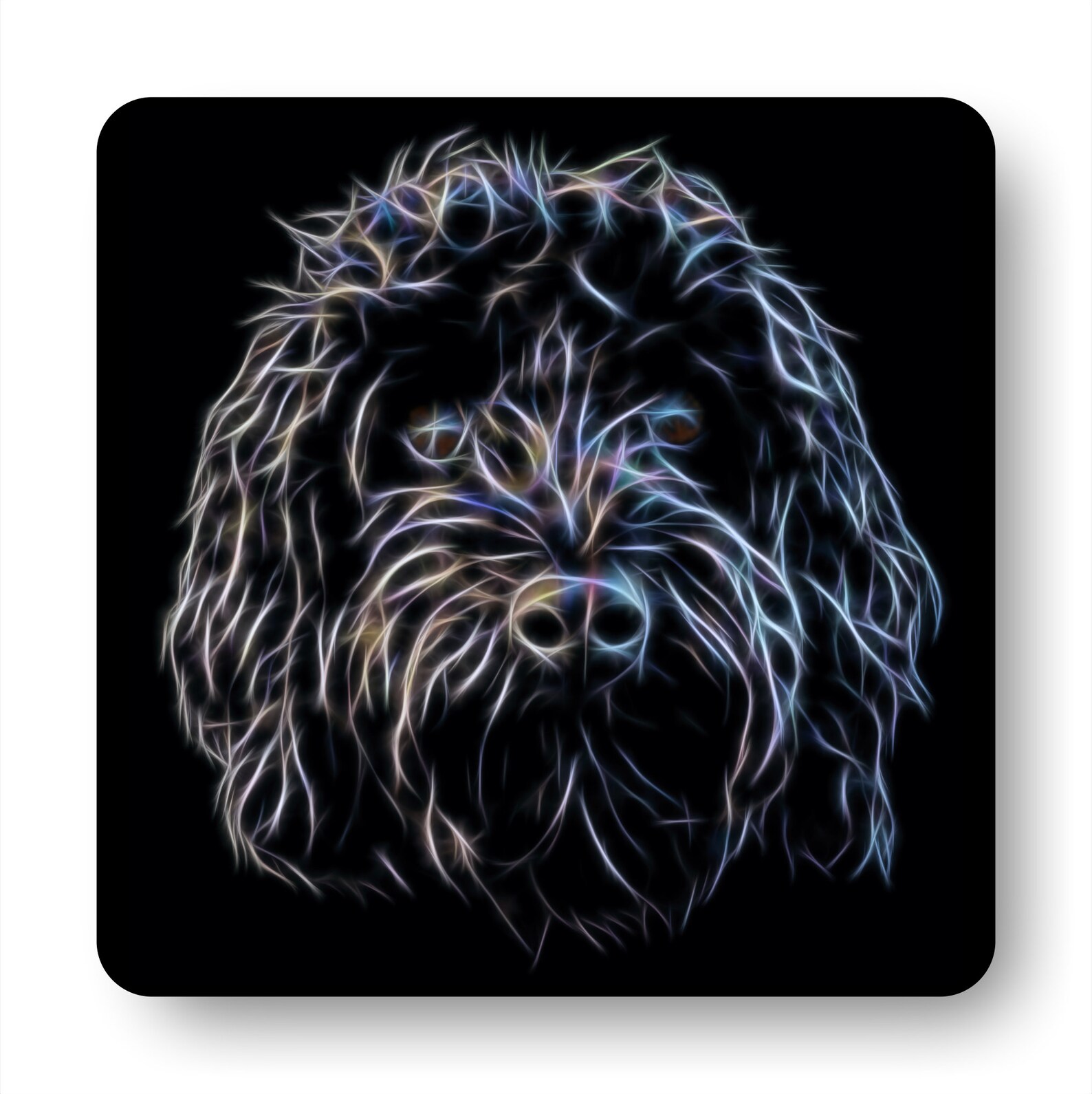 Black Cockapoo Coasters Set of 2 With Stunning Fractal Art - Etsy UK