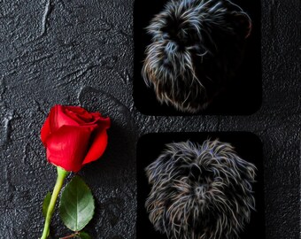 Black Cockapoo Coasters Set of 2 With Stunning Fractal Art - Etsy UK