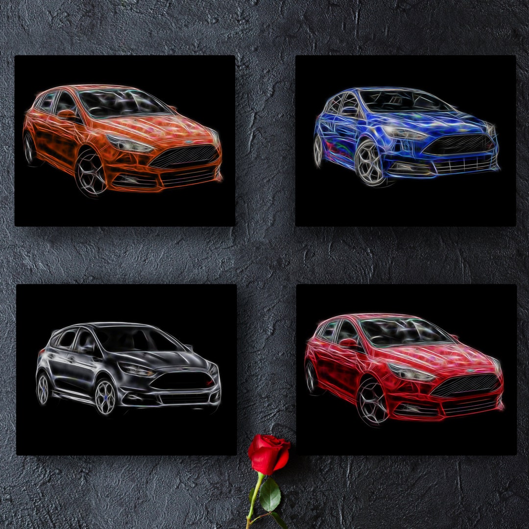 Ford Focus ST MK 3 Aluminium Metal Wall Plaque With Stunning Fractal ...