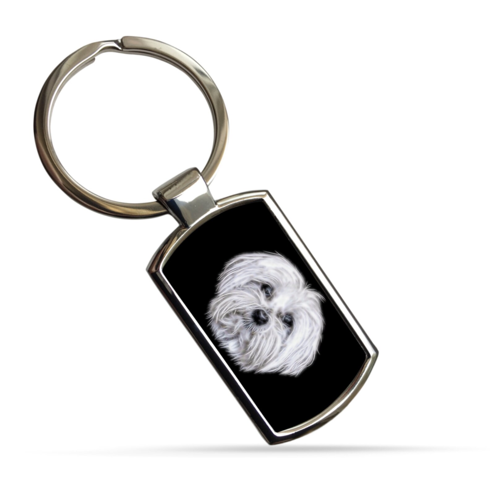Maltese Dog Keychain With Stunning Fractal Art Design - Etsy