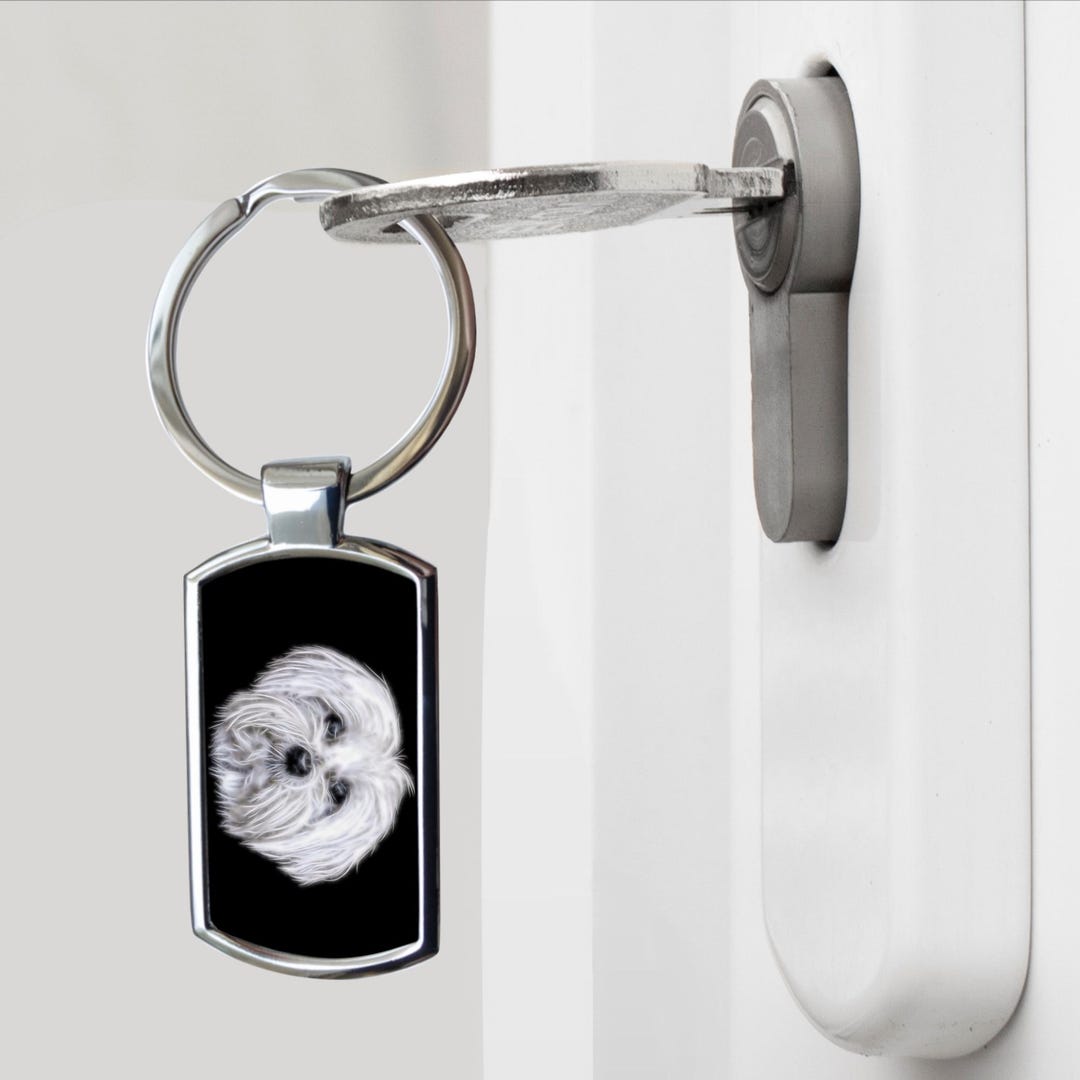 Maltese Dog Keychain With Stunning Fractal Art Design - Etsy