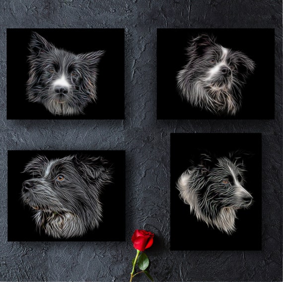 Border Collie Print with Stunning Fractal Art Design. Various | Etsy