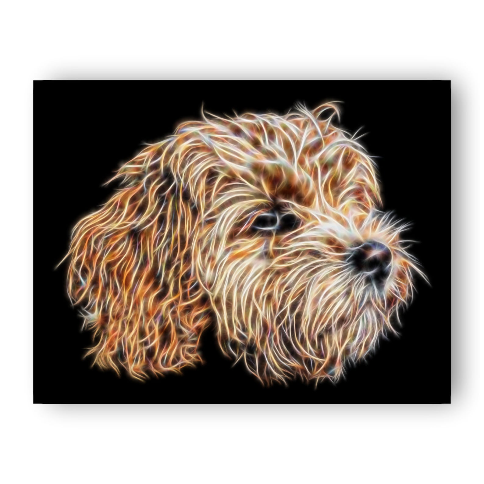 Apricot Cavapoo Print With Stunning Fractal Art Design. - Etsy